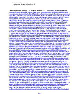 Fillable Online soido Pre Calculus Chapter 5 Test Form D. Pre Calculus ...