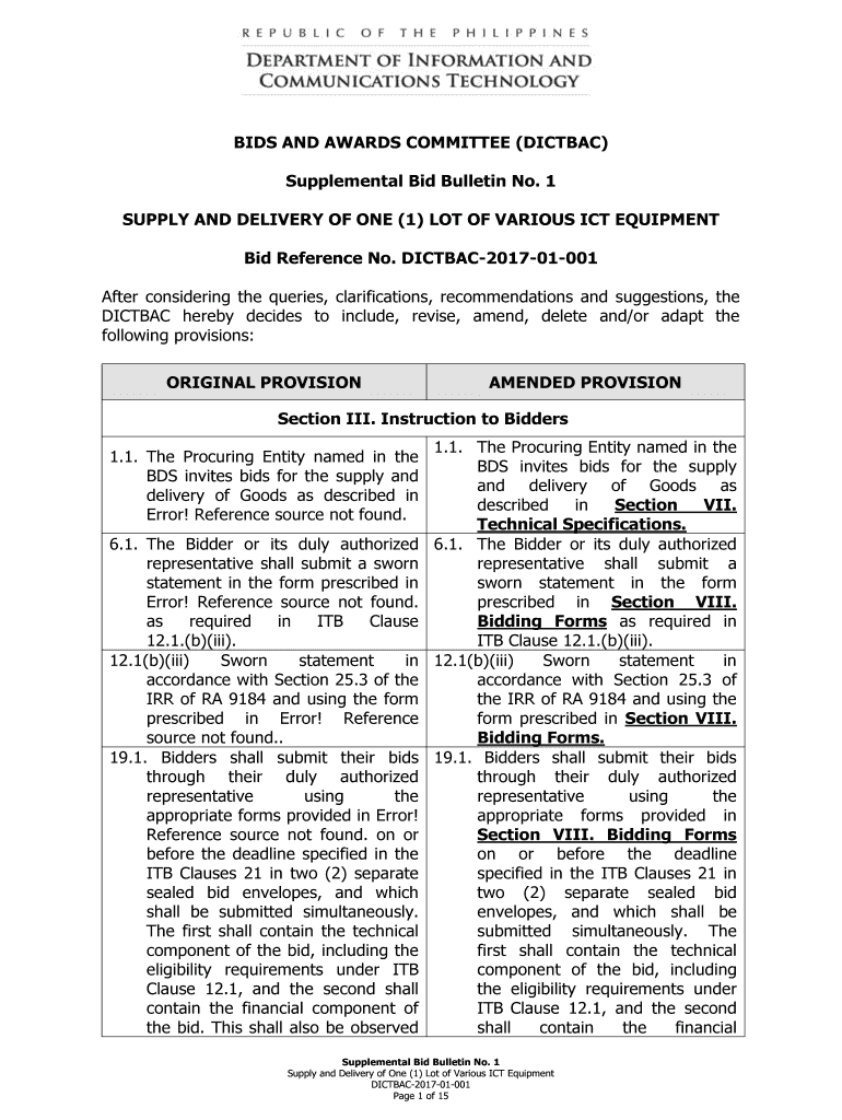 Fillable Online dict gov (1) LOT OF VARIOUS ICT EQUIPMENT - DICT Fax Email Print - pdfFiller