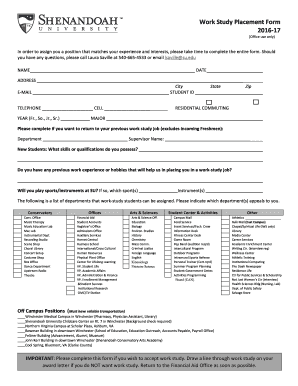 Fillable Online Work Study Placement Form Fax Email Print - pdfFiller