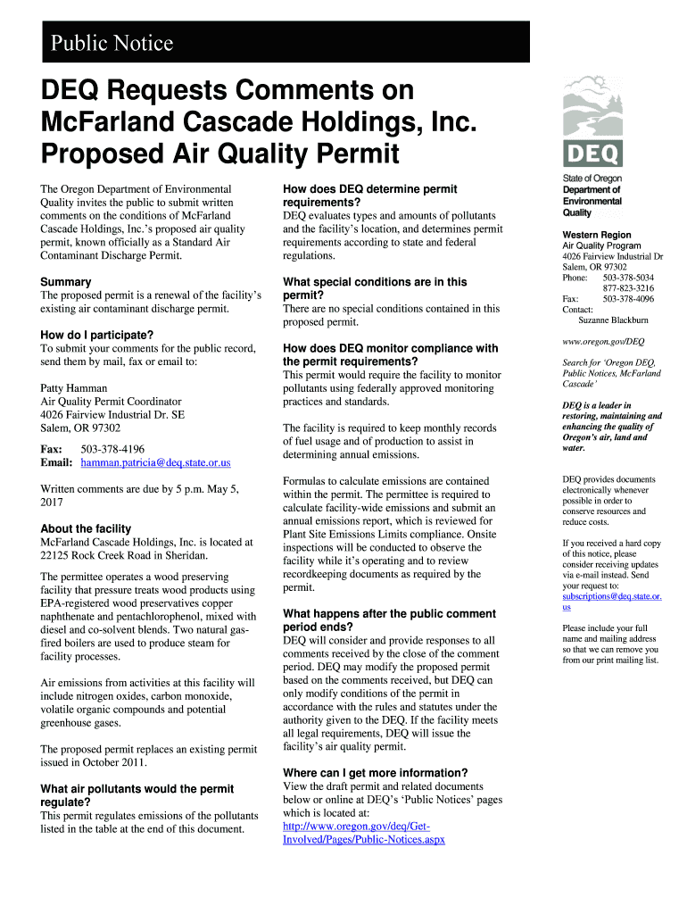 Fillable Online oregon . Air Quality Public Notice Template - oregon ...