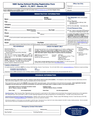 Fillable Online naic NAIC Spring National Meeting Registration Form ...
