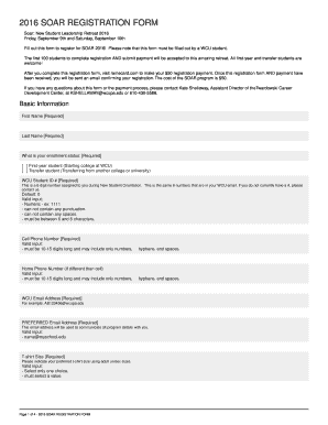 Fillable Online 2016 SOAR REGISTRATION FORM. SOAR Fax Email Print - pdfFiller