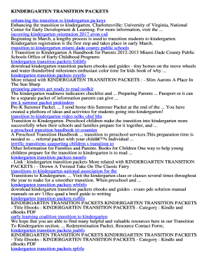 Fillable Online kindergarten transition packets. Download Free ...