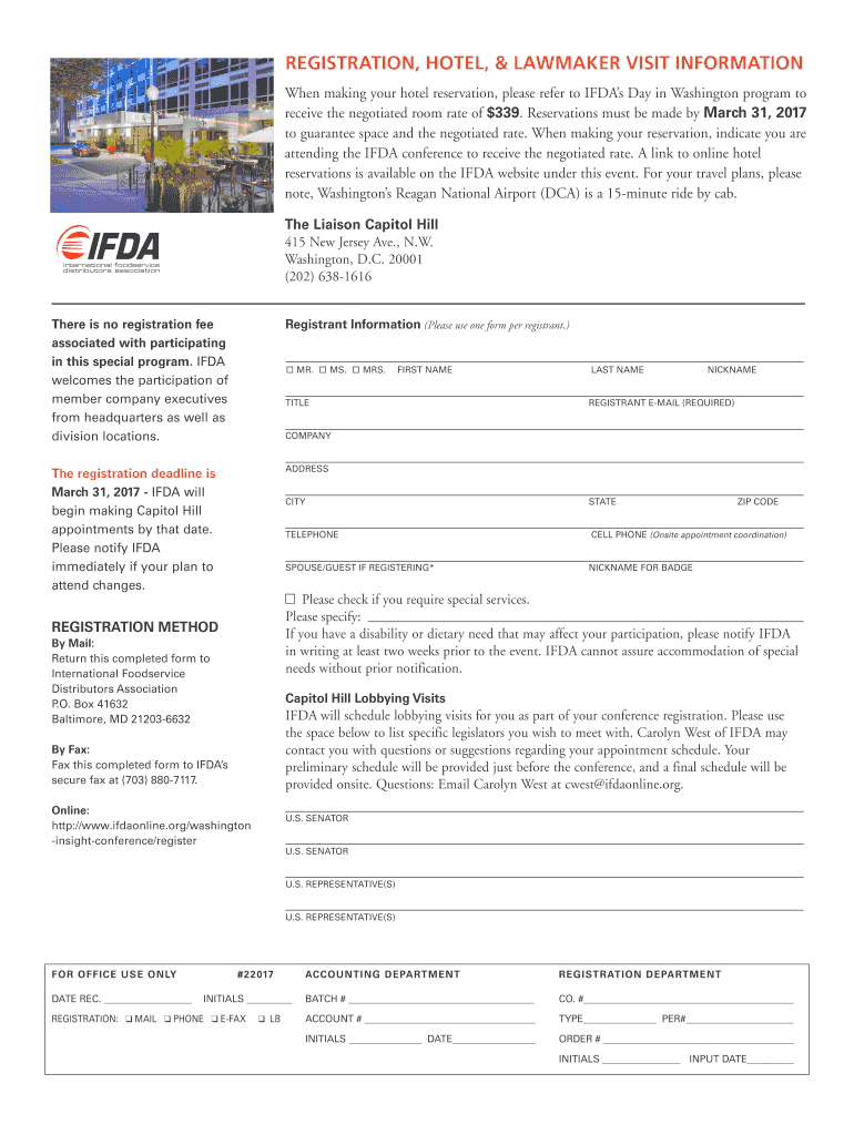 Fillable Online ifdaonline Printable Registration Form - International ...