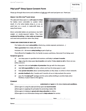 Fillable Online changeforourchildren PP P?pi-pod Sleep Space Consent ...