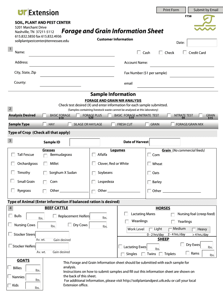 Fillable Online SOIL, PLANT AND PEST CENTER Forage and Grain ...