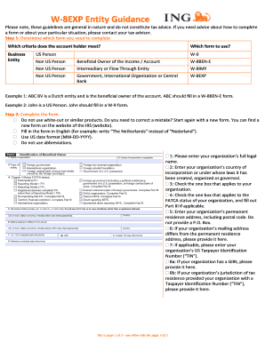 Fillable Online W-8EXP Entity Guidance - ing.nl Fax Email Print - pdfFiller