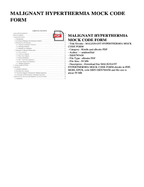 Fillable Online pbji MALIGNANT HYPERTHERMIA MOCK CODE FORM. MALIGNANT ...
