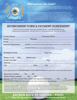 Fillable Online SPONSORSHIP FORM & PAYMENT AGREEMENT Fax Email Print ...