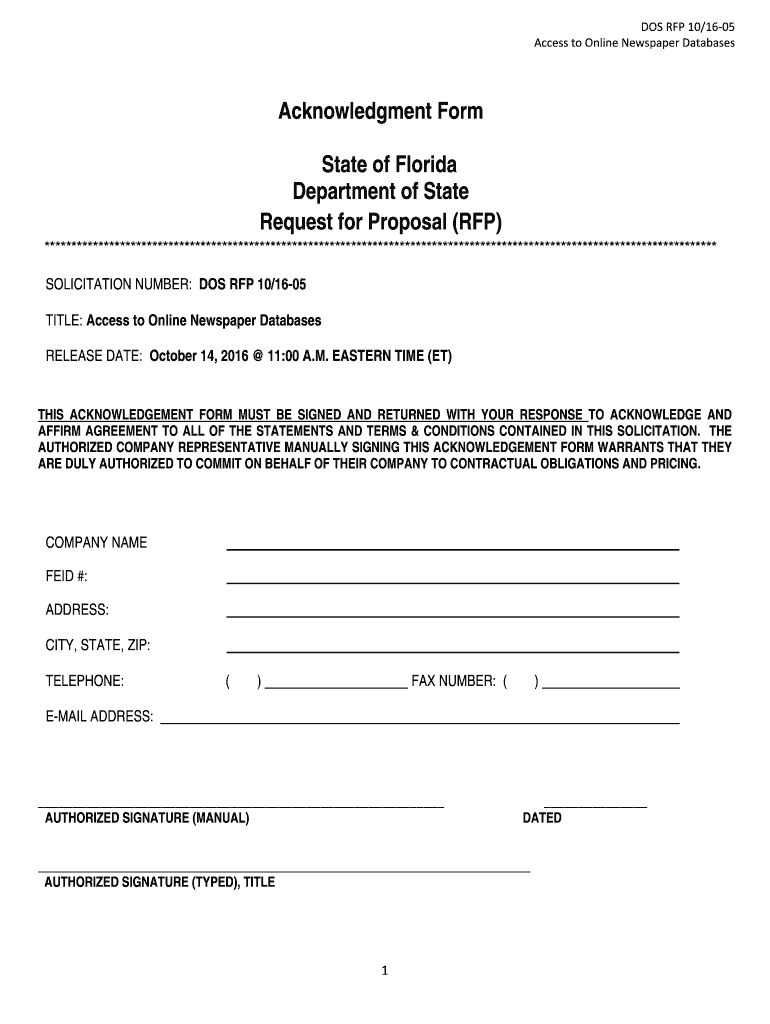 Fillable Online Acknowledgment Form State of Florida Department of ...