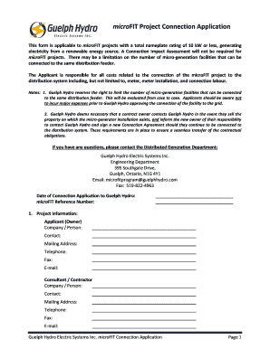 Fillable Online MicroFIT Project Connection Application Form Fax Email ...