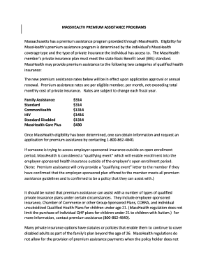 Fillable Online MASSHEALTH PREMIUM ASSISTANCE PROGRAMS Fax Email Print ...