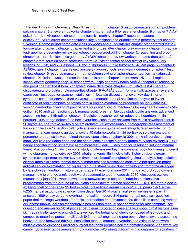 Fillable Online tdezz Geometry Chap 6 Test Form. Geometry Chap 6 Test ...