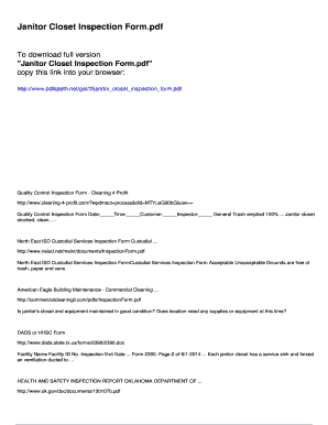 Fillable Online Janitor Closet Inspection Form - pdfslibforyou.com Fax ...