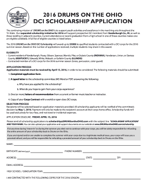 Fillable Online DCI SCHOLARSHIP APPLICATION Fax Email Print - pdfFiller