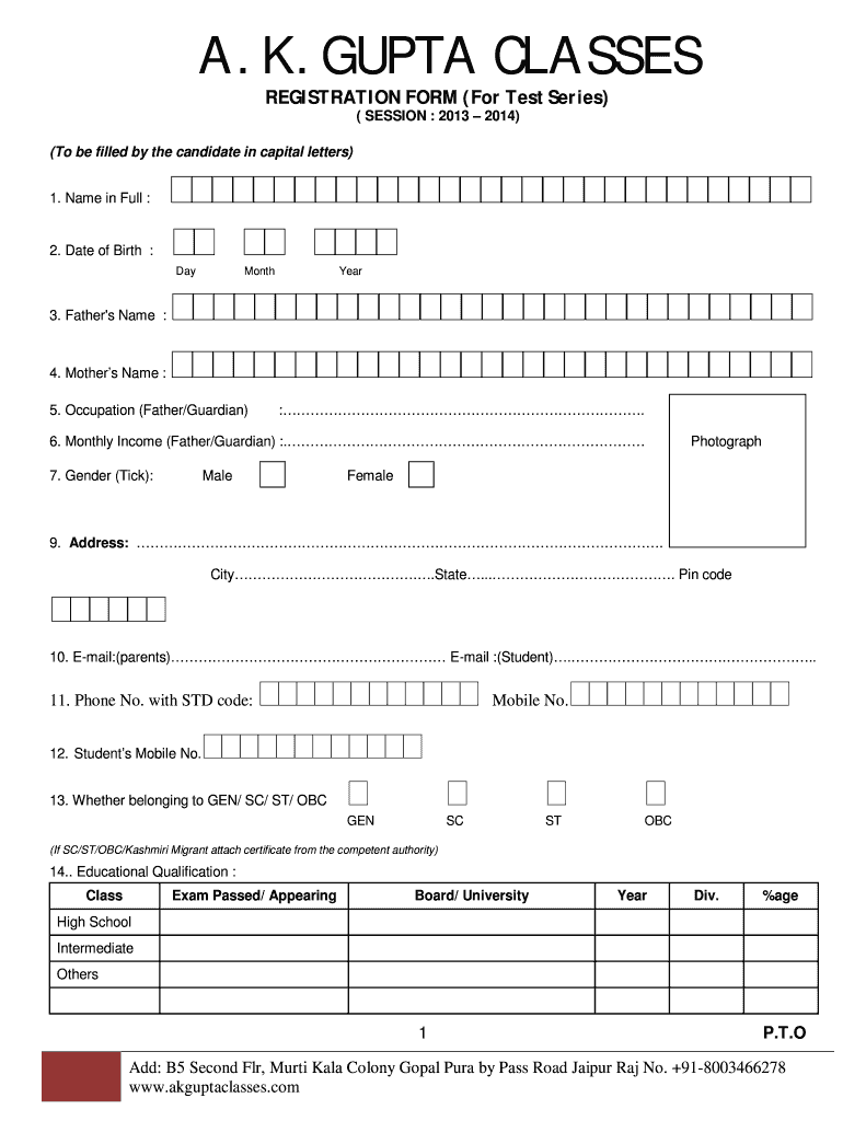 Fillable Online Ak gupta Rg form Fax Email Print - pdfFiller