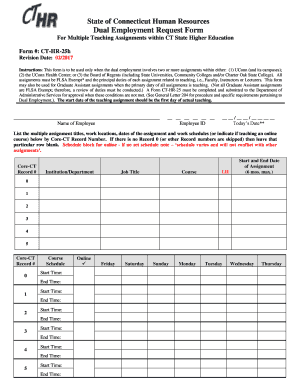 Fillable Online State of CT Human Resources Dual Employment Request ...