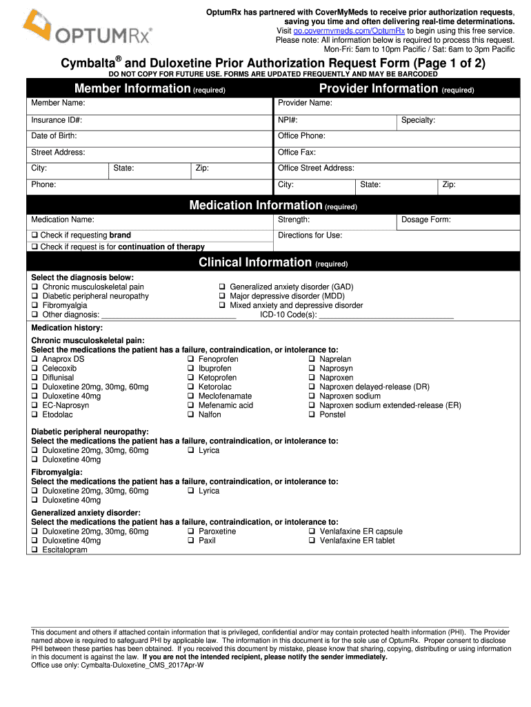 Fillable Online OptumRx has partnered with CoverMyMeds to receive prior ...