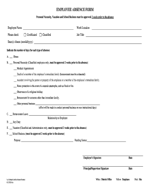 Fillable Online employee absence form - edl.io Fax Email Print - pdfFiller