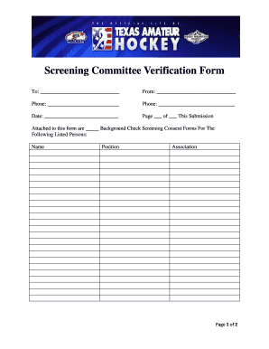 Fillable Online Screening Committee Verification Form Fax Email Print ...