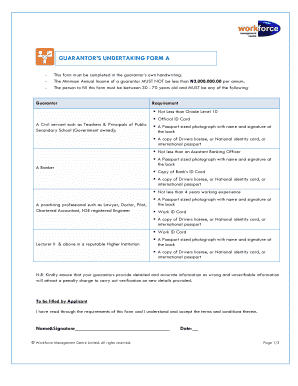 Fillable Online GUARANTOR S UNDERTAKING FORM A Fax Email Print - pdfFiller