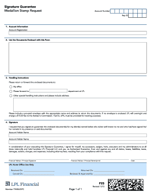 Fillable Online Signature Guarantee Medallion Stamp Request ...