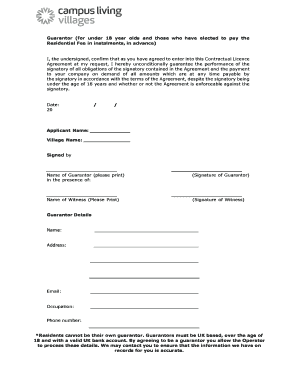 Fillable Online Guarantor Form - Licence Agreement Fax Email Print - pdfFiller