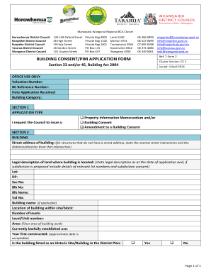 Fillable Online rangitikei govt BUILDING CONSENT/PIM APPLICATION FORM ...