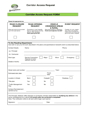 Fillable Online rangitikei govt Corridor Access Request FORM ...