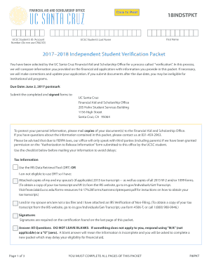Fillable Online financialaid ucsc UCSC Student s ID /Account ...