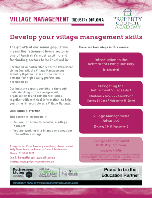Fillable Online retirementliving org VILLAGE MANAGEMENT INDUSTRY ...