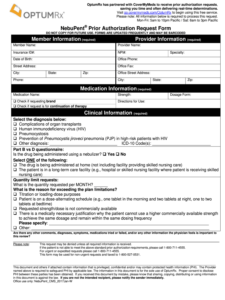 Fillable Online Nebupent - Health Care Professionals Portal - OptumRx ...