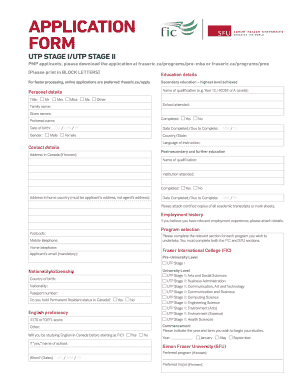 Fillable Online UTP STAGE I/UTP STAGE II Fax Email Print - pdfFiller
