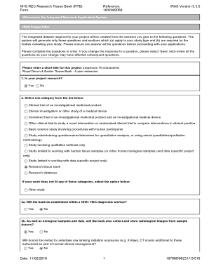 Fillable Online crf exeter ac NHS REC Research Tissue Bank (RTB) Fax Email Print - pdfFiller