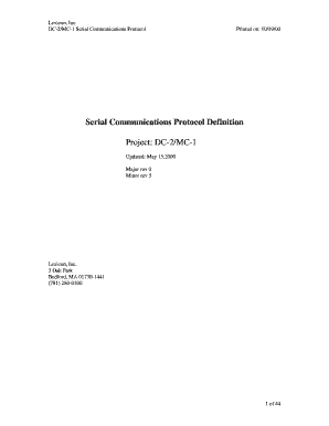 Fillable Online Dc-Kenny Serial Communications Protocol Definition Fax ...
