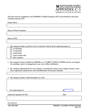 Fillable Online SOMWBA LETTER OF INTENT Fax Email Print - pdfFiller