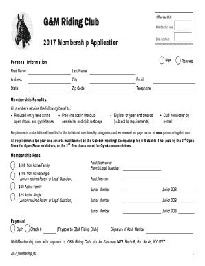 Fillable Online Membership Form - G&M Riding Club Fax Email Print ...