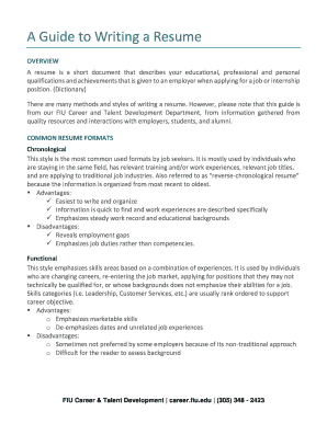 Fillable Online A Guide to Writing a Resume Fax Email Print - pdfFiller