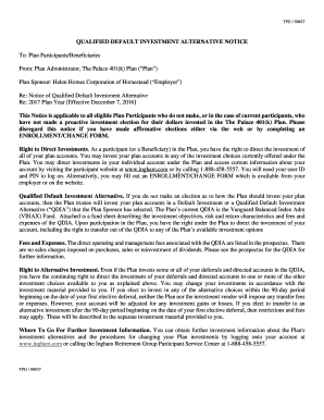 Fillable Online QUALIFIED DEFAULT INVESTMENT ALTERNATIVE NOTICE Fax ...
