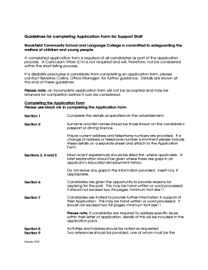 Fillable Online Guidelines for completing Application Form for Support StaffOct10.docx Fax Email ...