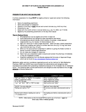 Fillable Online PRESCRIPTION WRITING GUIDELINES Fax Email Print - pdfFiller