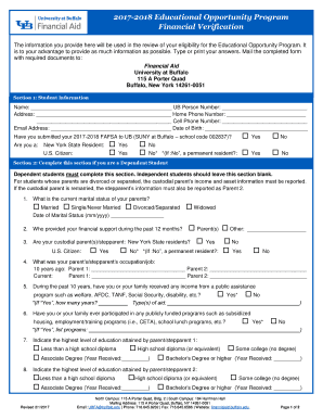 Fillable Online financialaid buffalo Financial Verification Fax Email Print - pdfFiller