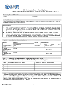 Fillable Online Self-Certification Form Controlling Person Fax Email ...