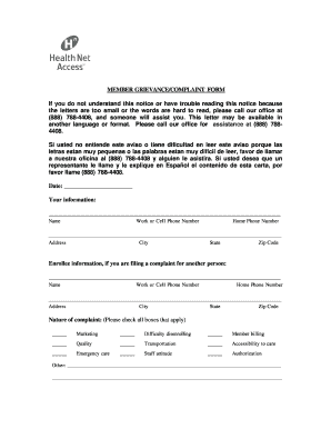 Fillable Online HNA Grievance form Updated.doc Fax Email Print - pdfFiller