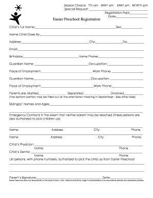 Fillable Online Session Choice Special Request Registration Paid Date ...