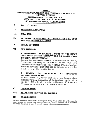 Fillable Online COMPREHENSIVE PLANNING AND ZONING BOARD REGULAR Fax ...