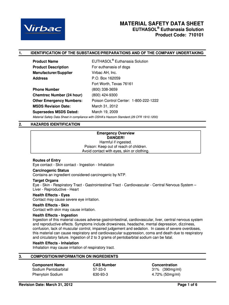 Fillable Online EUTHASOL Euthanasia Solution Fax Email Print - pdfFiller