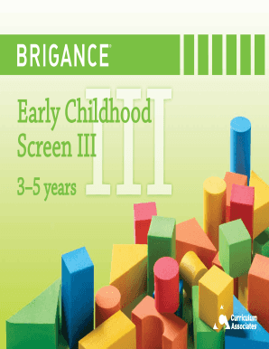 Fillable Online BRIGANCE Early Childhood Screen III 3-5 years ...