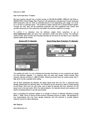 Fillable Online SONY LETTERHEAD Fax Email Print - pdfFiller
