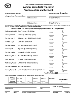Fillable Online ucscommunityeducation Summer Camp Field Trip/Swim Permission Slip and Payment ...